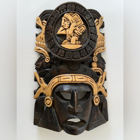 Art | Aztec Mayan Wooden Mask Stand Wall Deco Art 16 | Poshmark